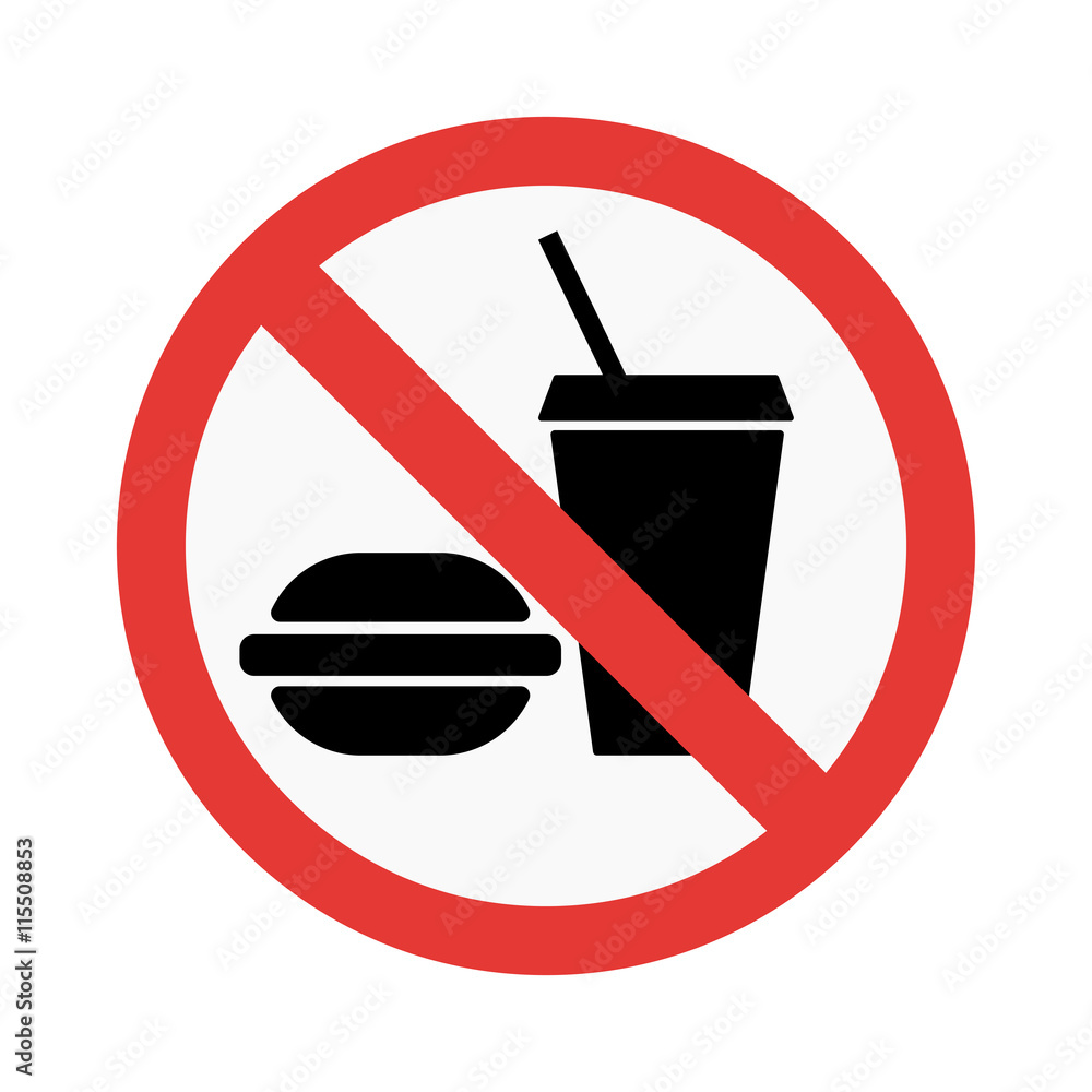 Vetor Prohibition No food sign vector illustration. Warning danger ...