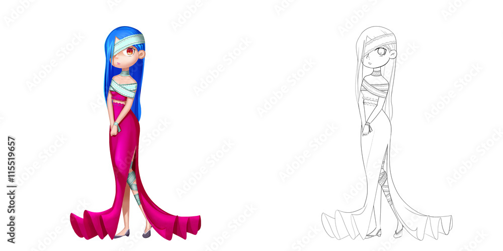 Princess 25: The Mummy Princess. Coloring Book, Outline Sketch, Human ...