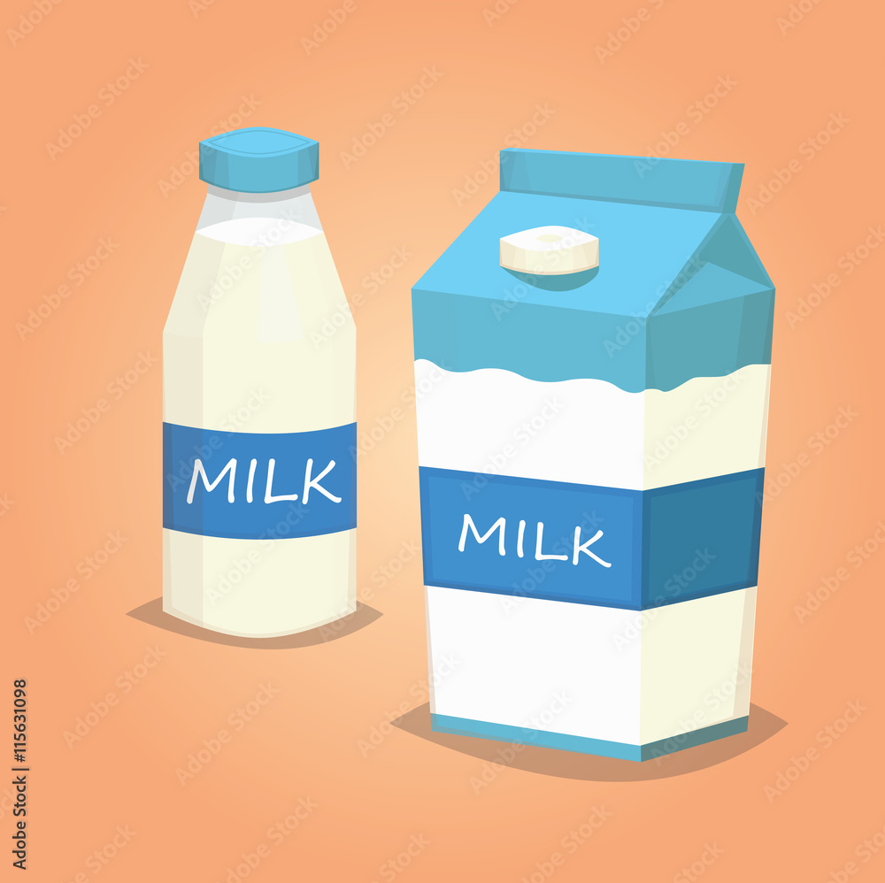 Milk Cartoon Vector Illustration Stock Vector | Adobe Stock