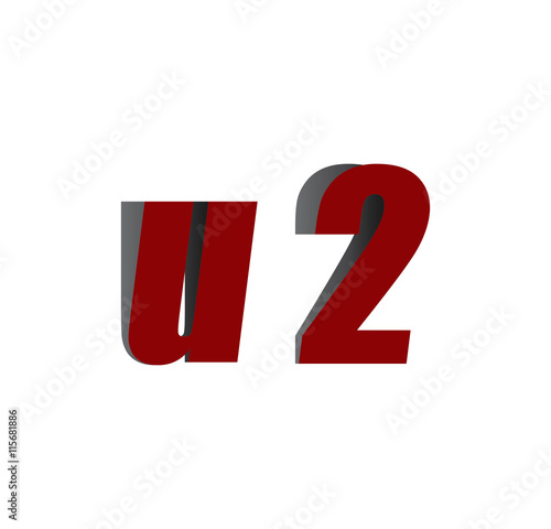 u2 logo initial red and shadow Stock Vector | Adobe Stock