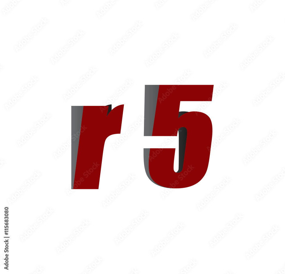 r5 logo initial red and shadow Stock Vector | Adobe Stock