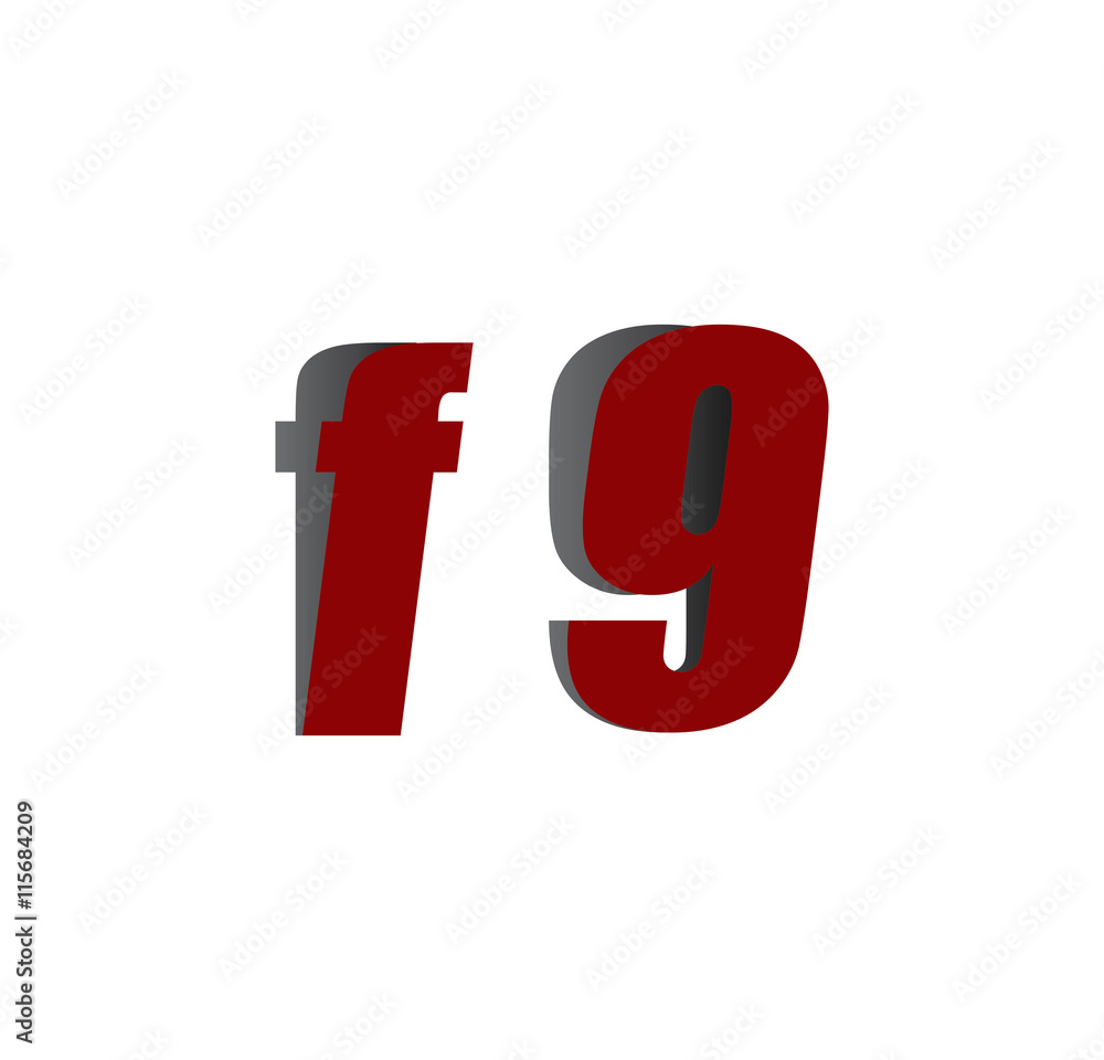 f9 logo initial red and shadow Stock Vector | Adobe Stock