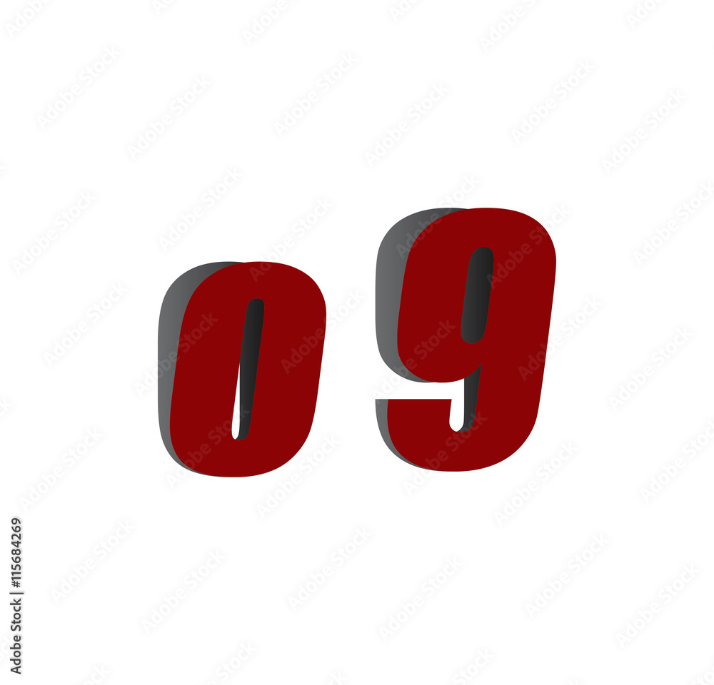 o9 logo initial red and shadow Stock Vector | Adobe Stock