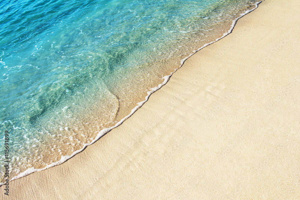 Soft ocean wave on the sandy beach, background. Stock Photo | Adobe Stock