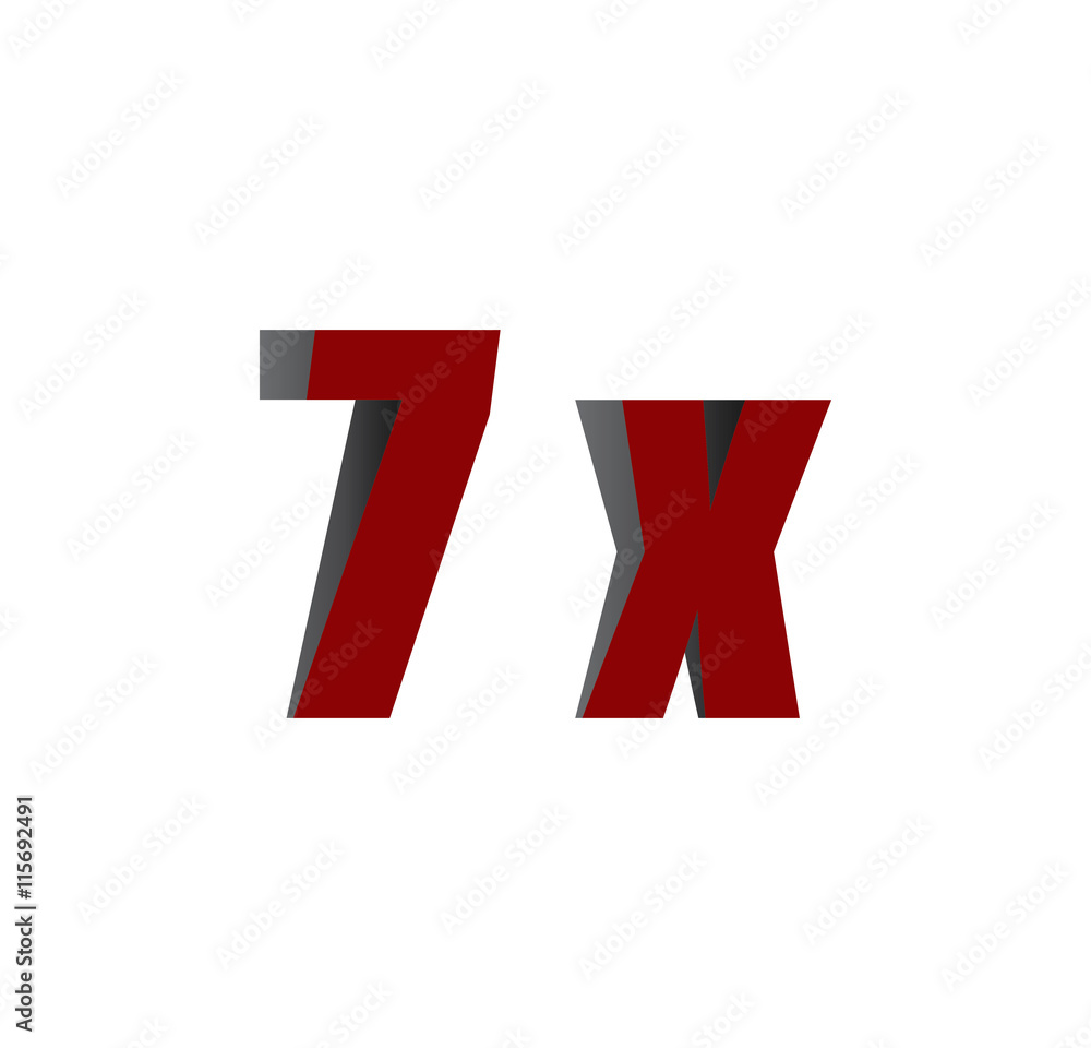 7x logo initial red and shadow Stock Vector | Adobe Stock