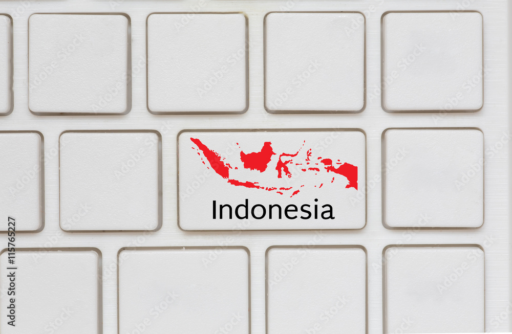 Keyboard (detail) with Indonesia map key Stock Photo | Adobe Stock