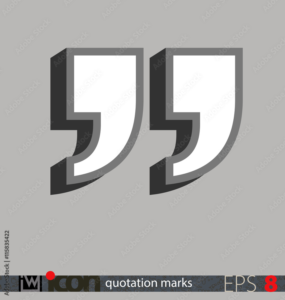 Quotation marks, 3D vector icons for quotes. Uniquely designed angular ...