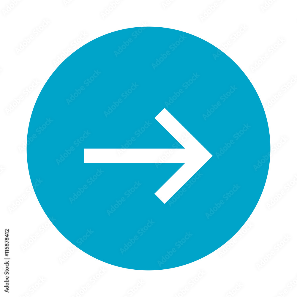 flat design arrow pointing right inside circle icon vector illustration ...
