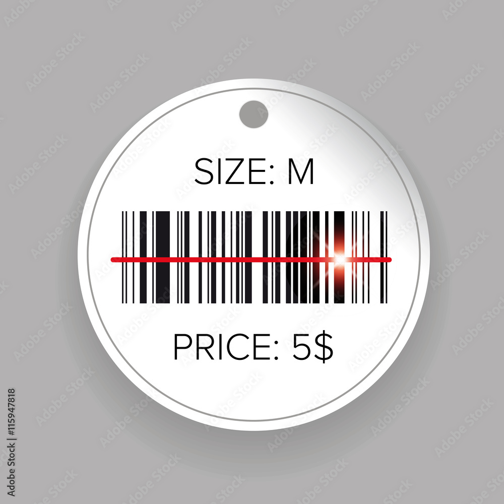 Round price tag with barcode の Stock ベクター | Adobe Stock