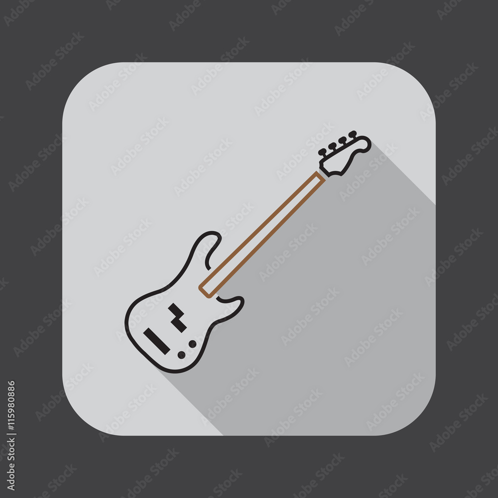 bass guitar line icon, outline vector logo illustration, linear color ...