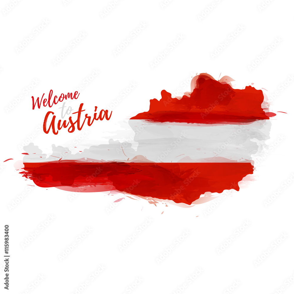 Symbol, poster, banner Austria. Map of Austria with the decoration of ...