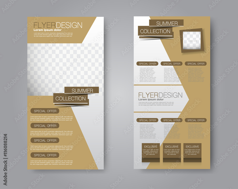 Vector de Stock Vector flyer and leaflet design. Set of two side ...