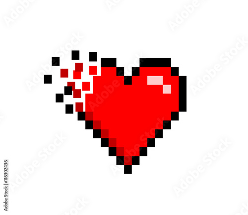 Broken Shattered Heart Icon Retro 8 bit. A hand drawn vector ...