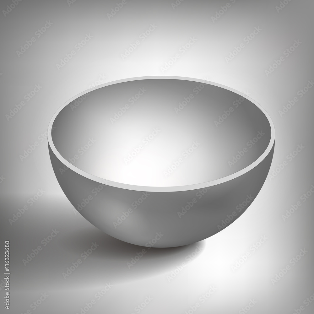 Vector volume half of a hollow sphere, open ball, plate, abstract ...
