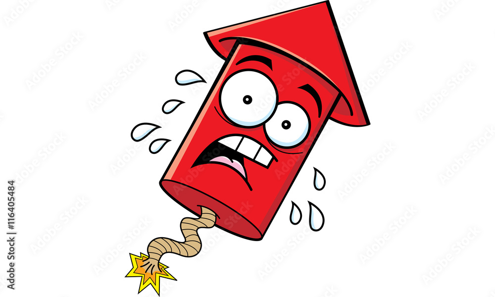 Vetor Cartoon illustration of a worried firecracker. do Stock | Adobe Stock