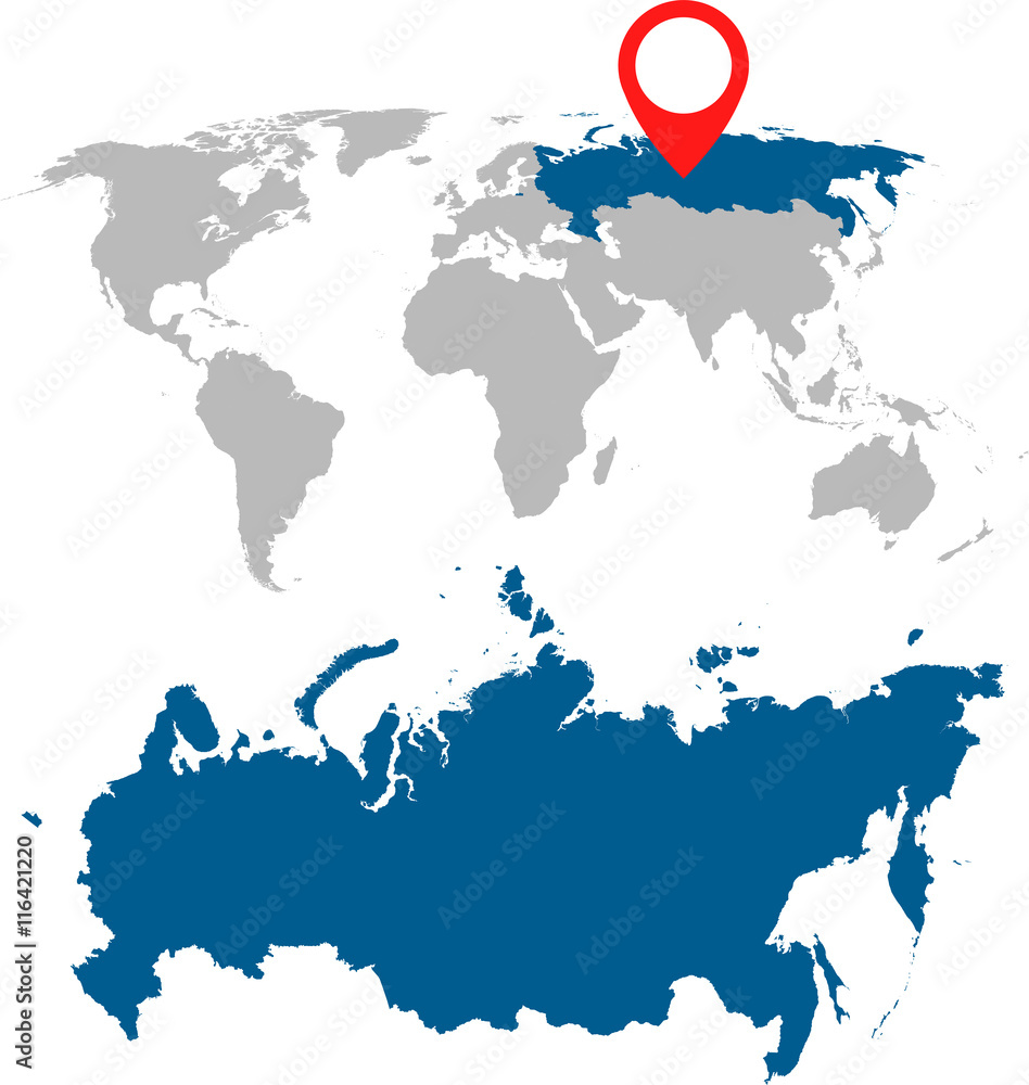 Detailed map of Russia, Russian Federation and World map navigation set ...