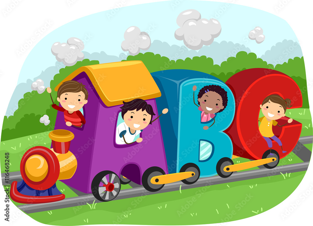 Stickman Kids Train Stock Vector | Adobe Stock