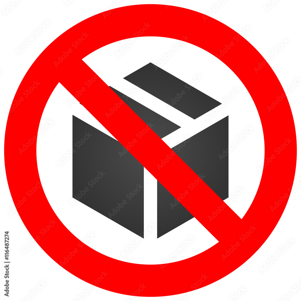 Forbidden sign with box icon isolated on white background. Using box is ...
