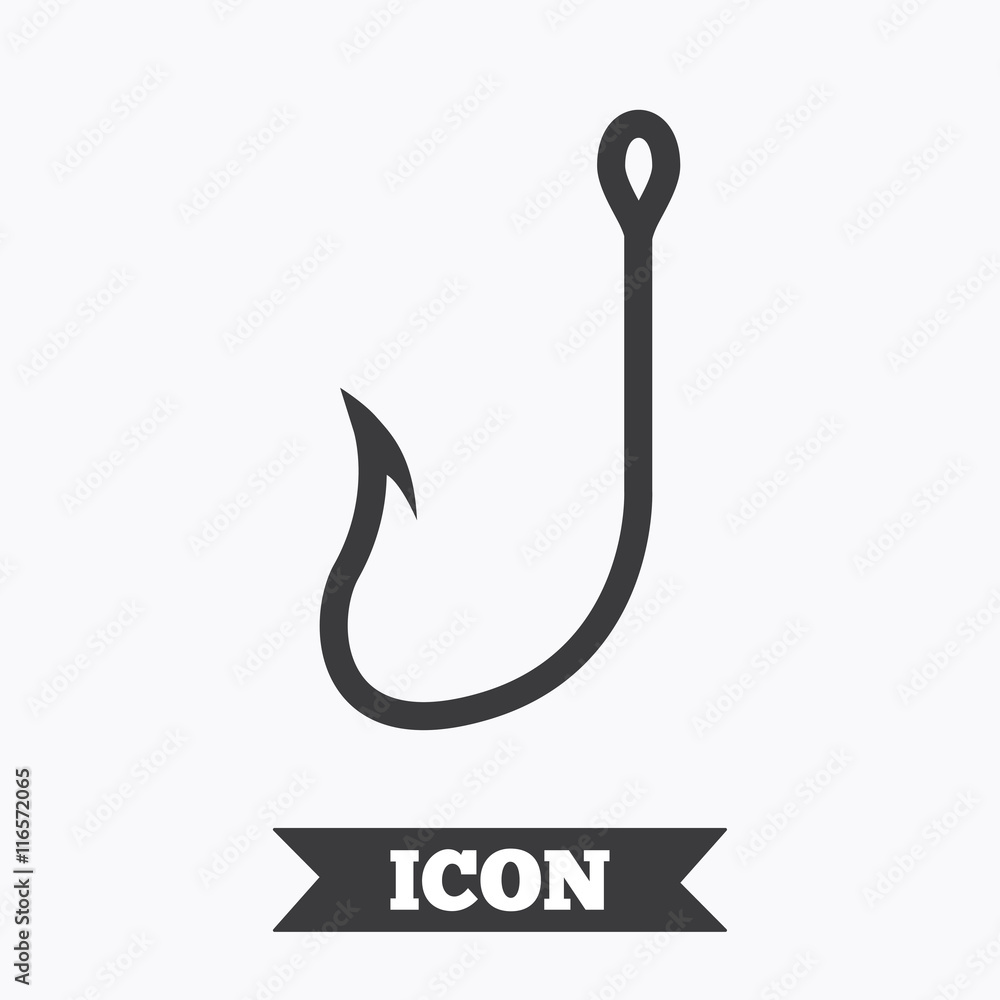 Fishing hook sign icon. Fishermen tackle symbol. Stock Vector | Adobe Stock