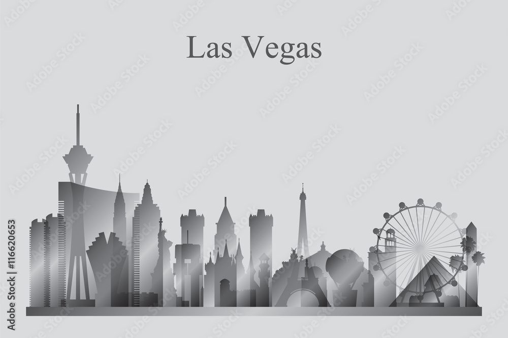 Las Vegas city skyline silhouette in grayscale Stock Vector | Adobe Stock
