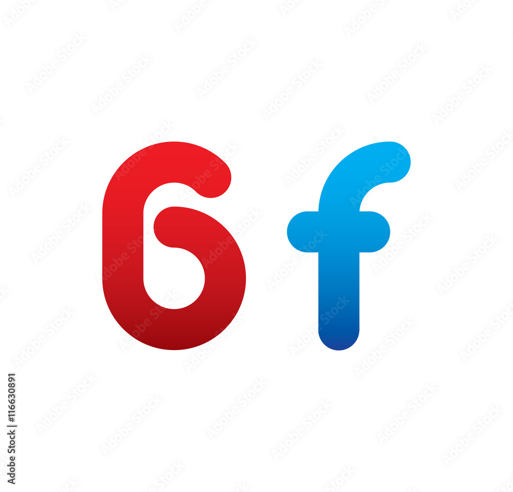 6f logo initial blue and red Stock Vector | Adobe Stock