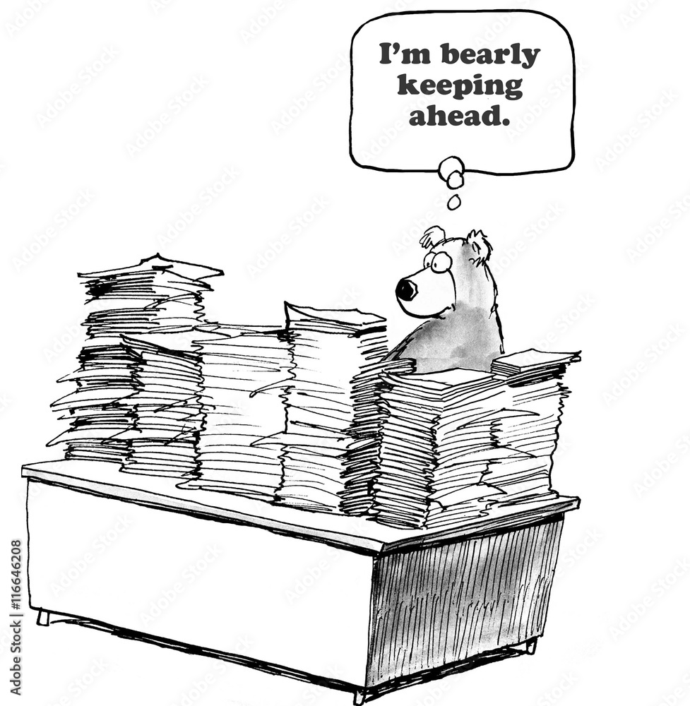 Business cartoon about having too much paperwork. Stock Illustration ...