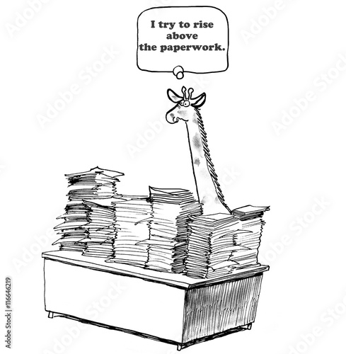 Business cartoon about having too much paperwork. Stock Illustration ...