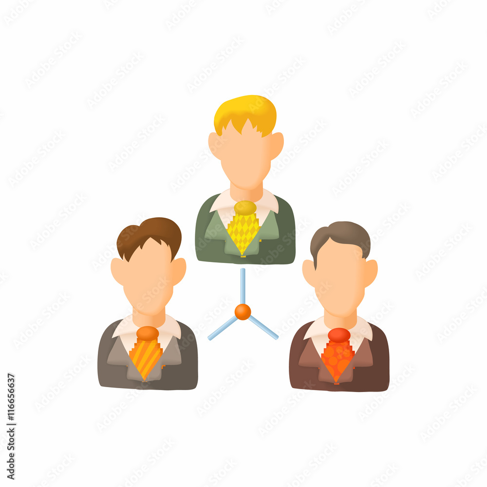 Men team icon in cartoon style isolated on white background. People ...