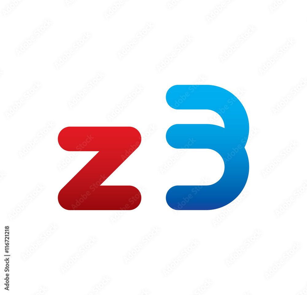 z3 logo initial blue and red Stock Vector | Adobe Stock