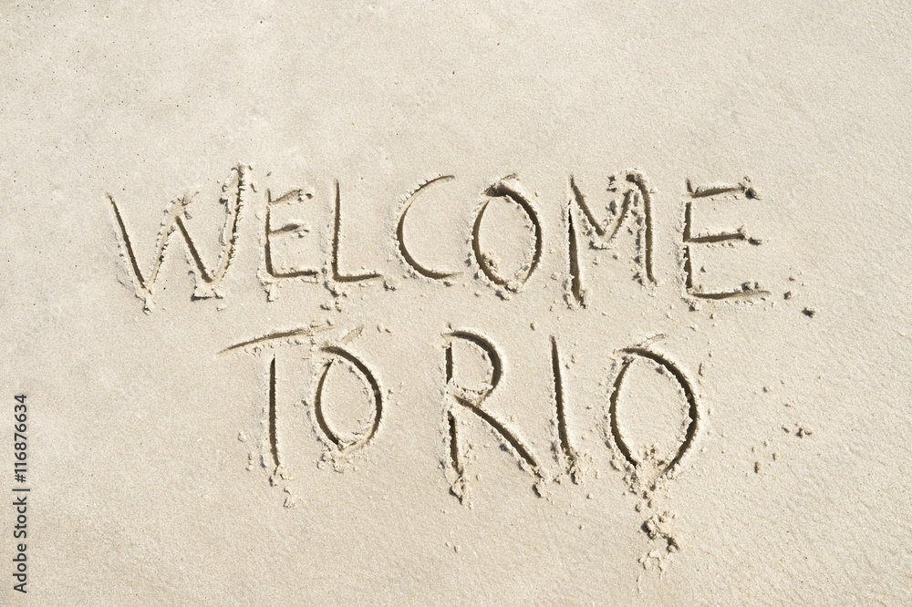 Welcome to Rio (as in, de Janeiro, Brazil) message handwritten in ...