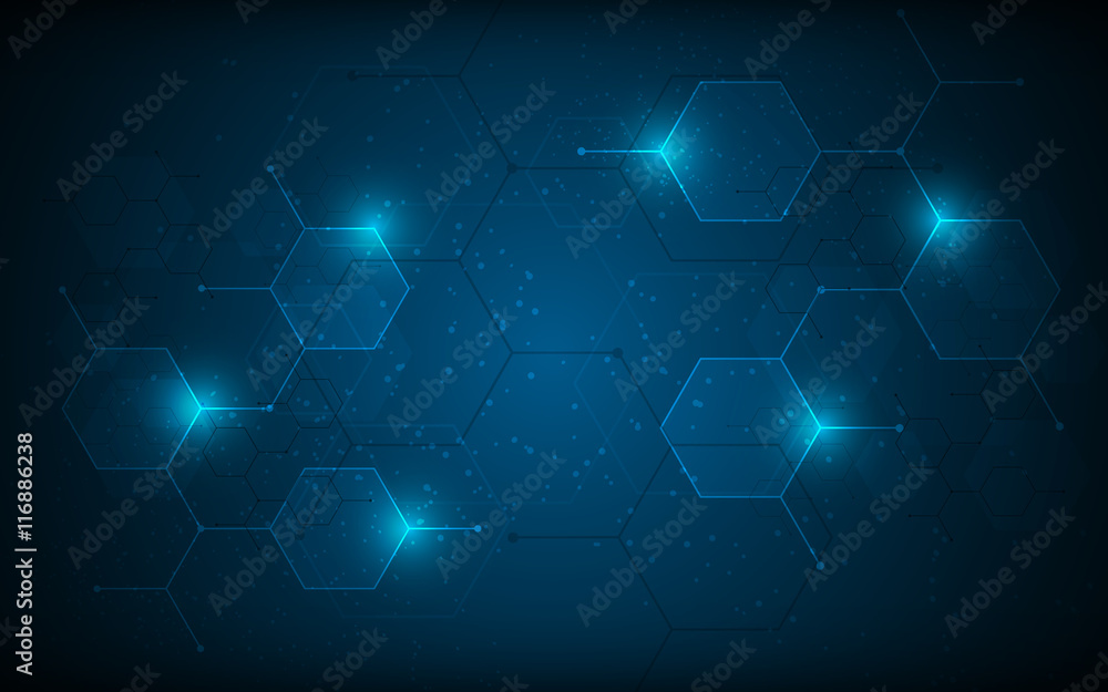 abstract hexagon pattern molecular sci fi scientific design tech ...