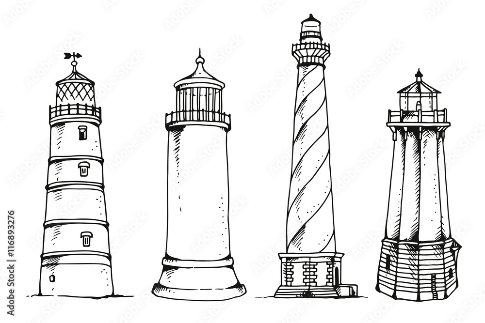 Vector set of lighthouses Stock Vector | Adobe Stock