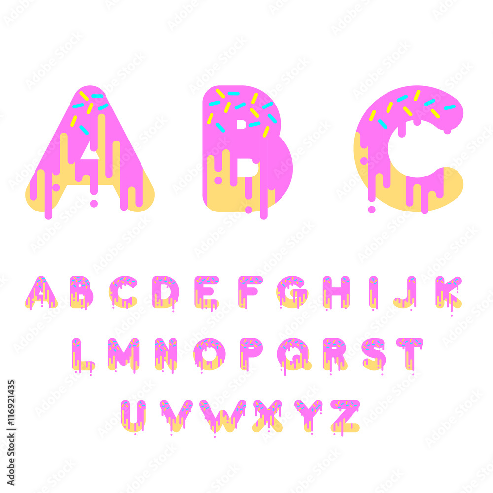Pink donut bubble font. Vector illustration. Stock Vector | Adobe Stock