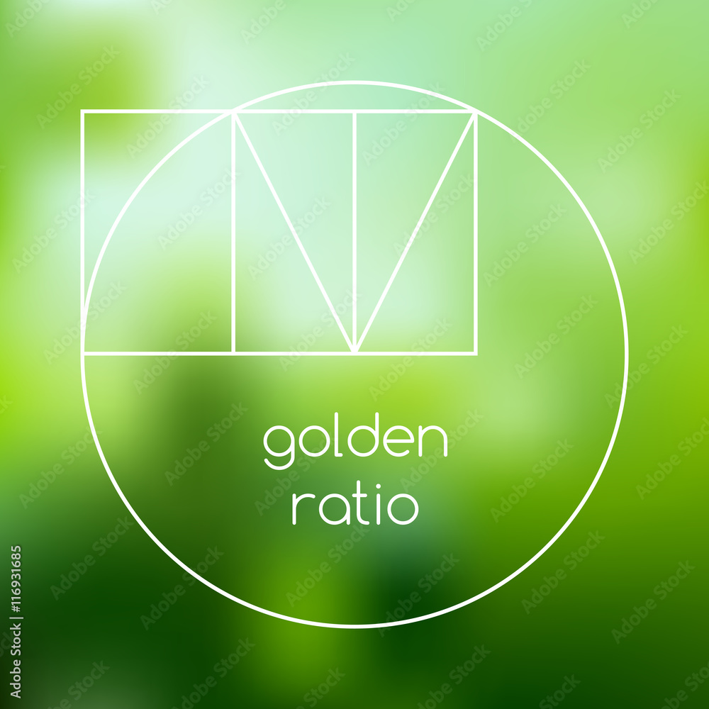Golden ratio line graphic on blurred green background Stock Vector ...