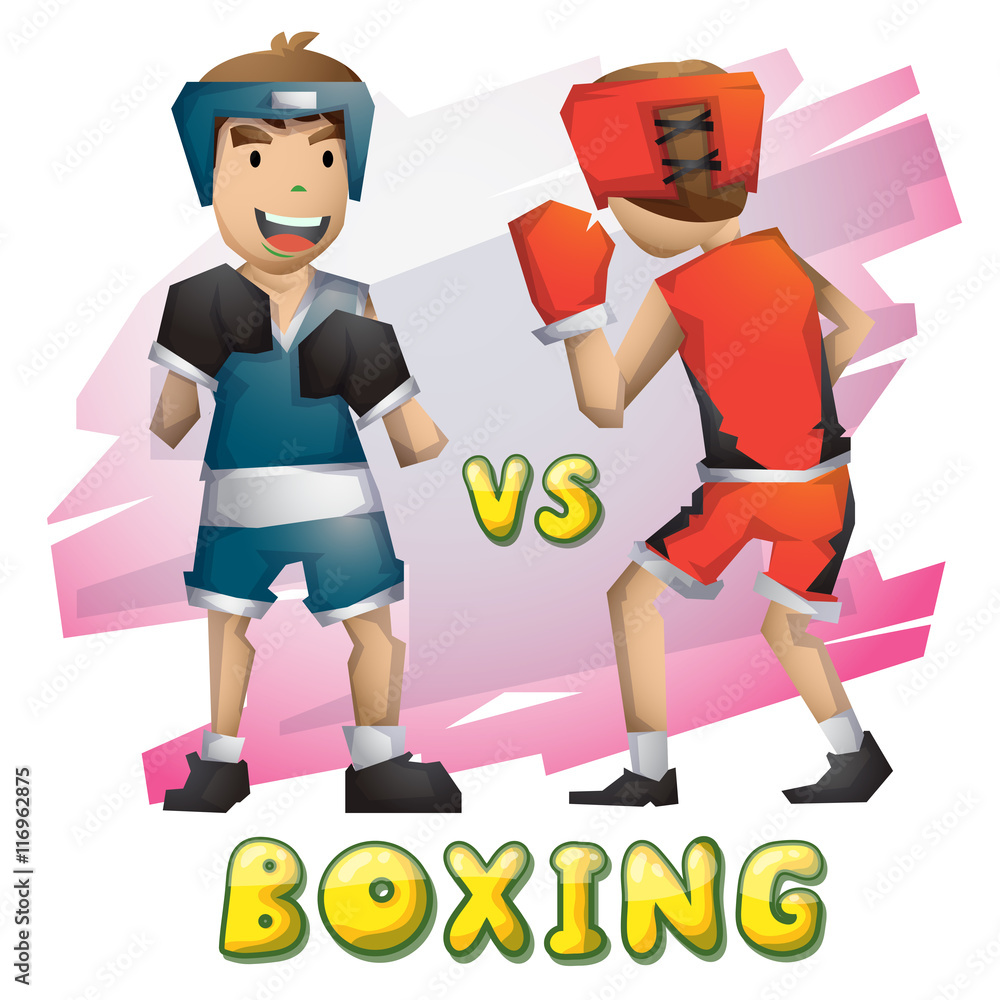 Cartoon vector boxing Olympic sport with separated layers for game and ...