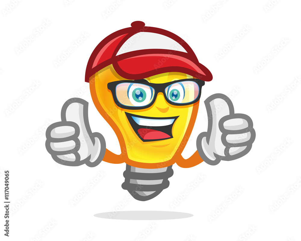 Bulb character, mascot, vector, logo. Perfect for school or another ...
