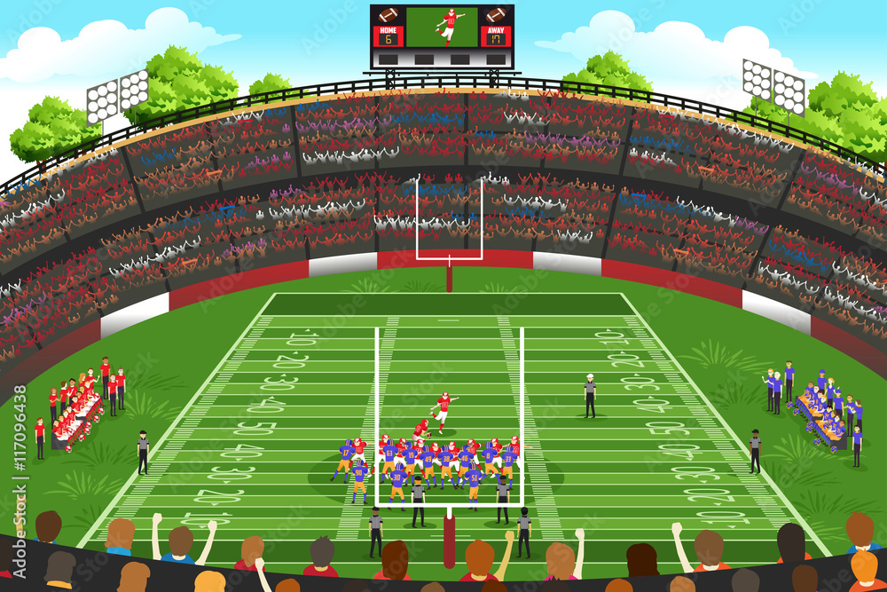 American Football Stadium Scene Stock Vector | Adobe Stock