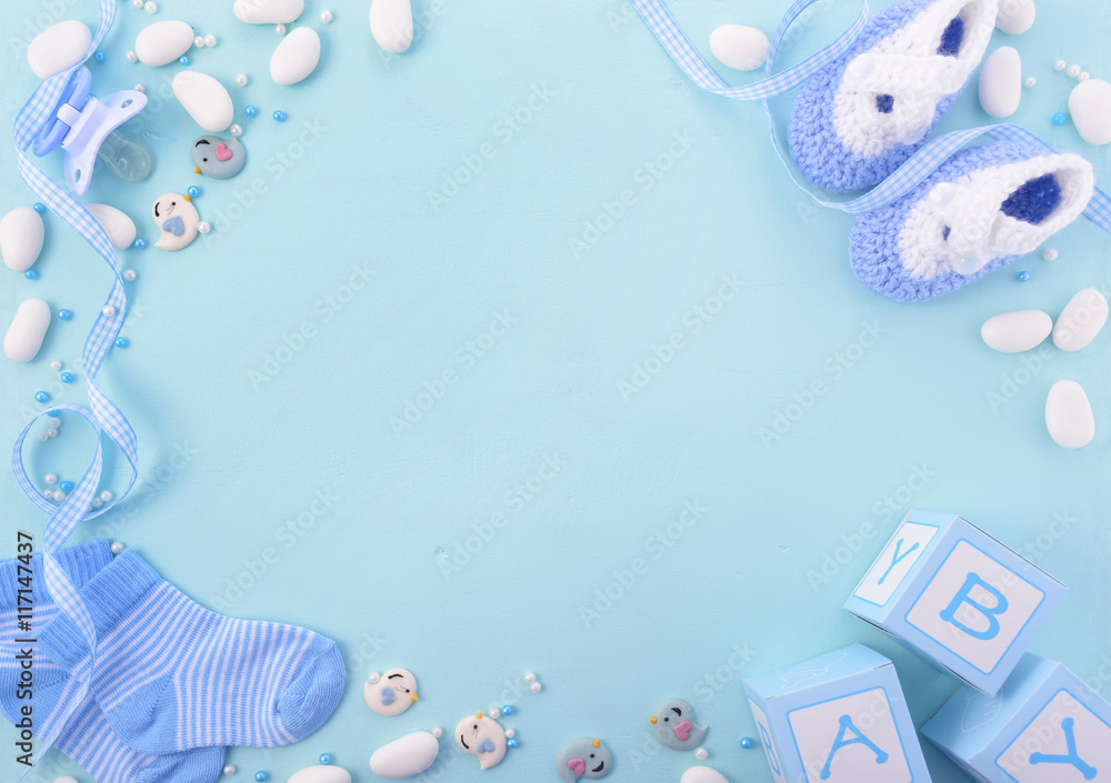 Blue Baby Shower Nursery Background Stock Photo | Adobe Stock