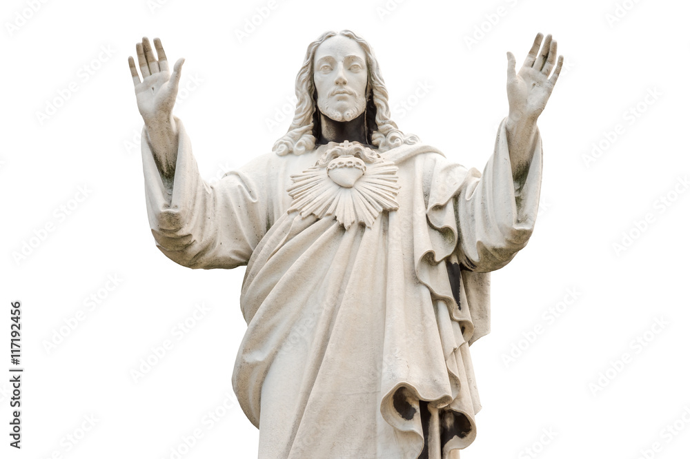 Jesus Christ Statue isolated over white background Stock Photo | Adobe ...