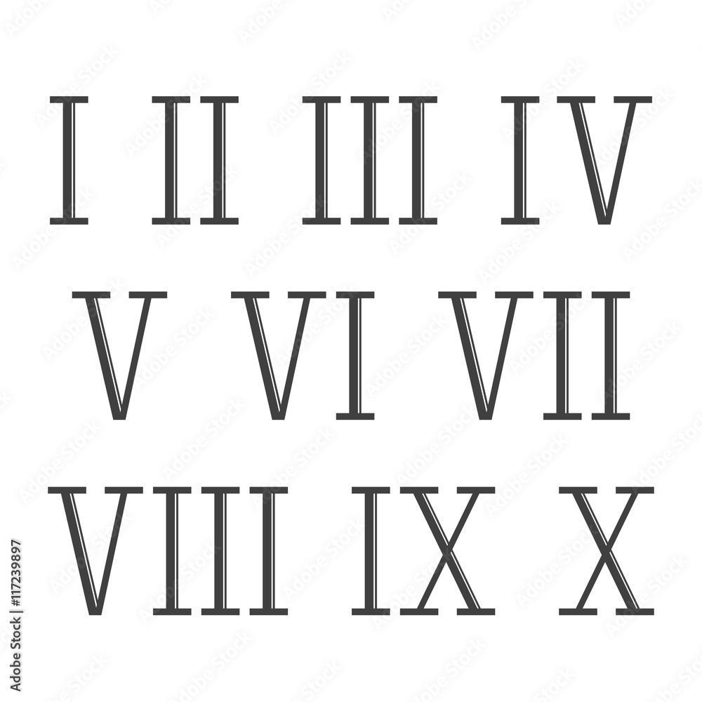 Roman numerals set vector isolated on white background. Old roman ...