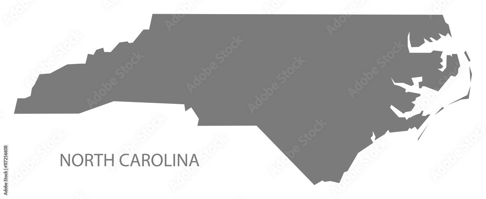 North Carolina USA Map grey Stock Vector | Adobe Stock