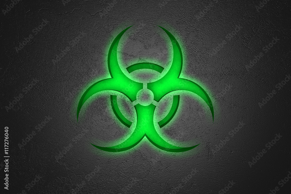Engraved hazard symbol on stone background, 3d illustration Stock ...