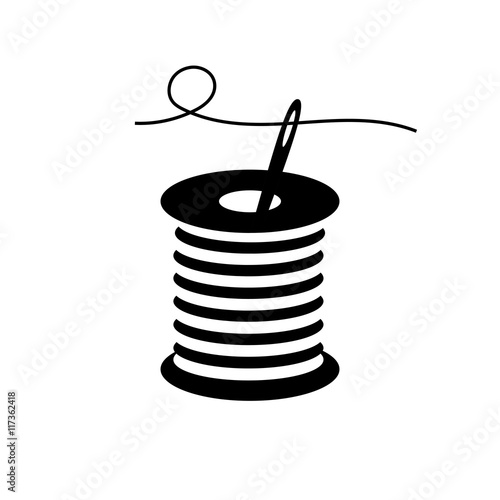 Icon in the form of a spool thread with needle Stock Vector | Adobe Stock