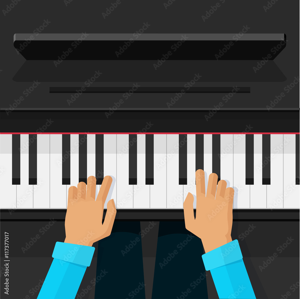 Person playing on grand piano vector illustration top view, flat ...