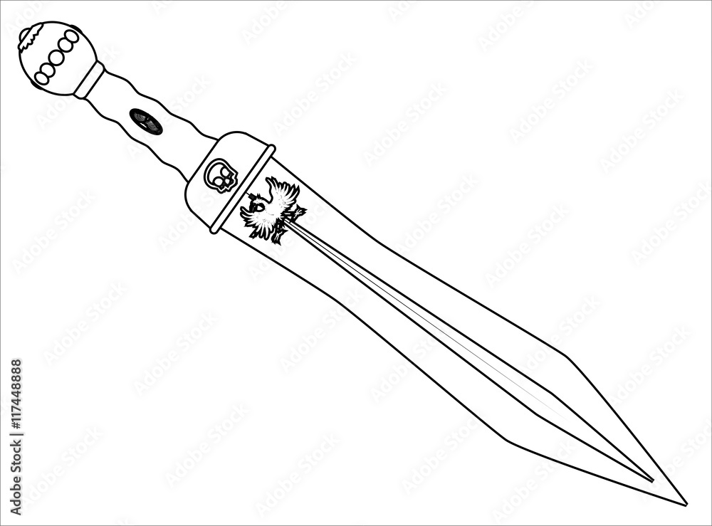 Roman Gladiator Sword Outline Stock Vector | Adobe Stock