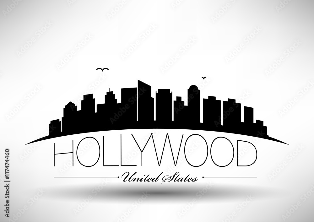 Vector Hollywood City Skyline Design Stock Vector | Adobe Stock
