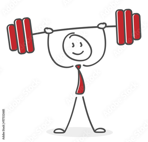 Strichmännchen trainiert Gewichtheben mit der Langhantel im ...