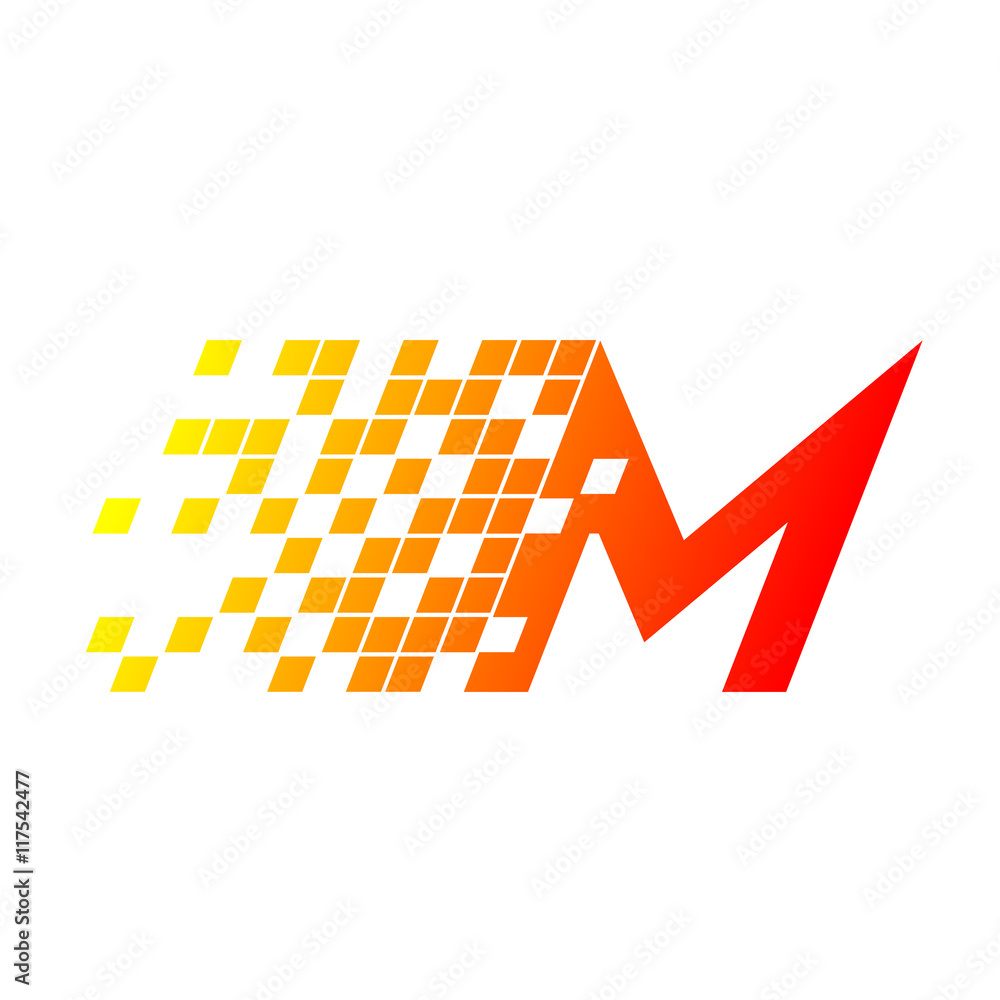 Abstract letter M logo,fast speed, moving,delivery,Digital for your ...