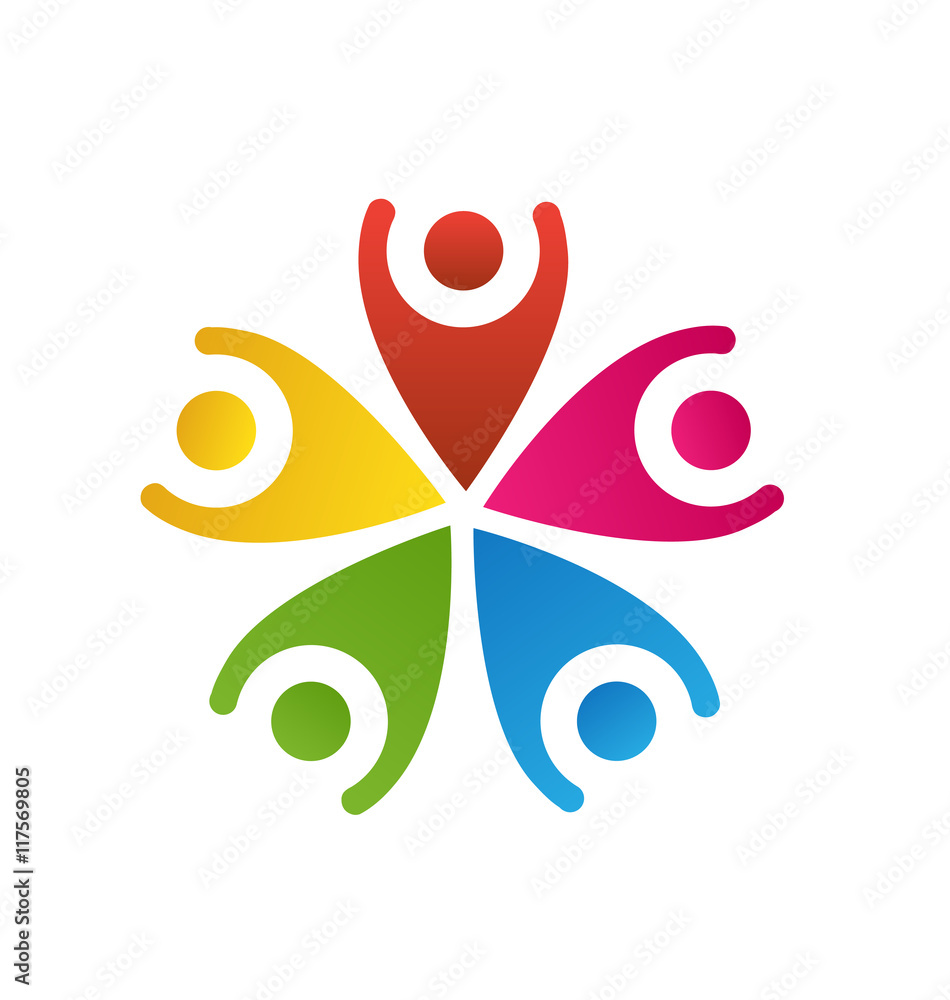 Logo happy people teamwork Stock Vector | Adobe Stock