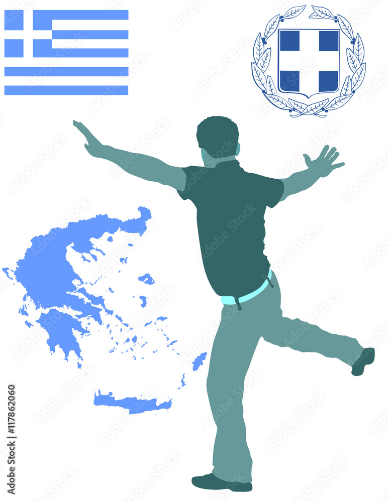 A Greek Evzone dancing vector silhouette isolated on white background ...